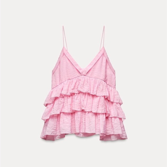 Zara | Tops | Nwt Zara Pink Ruffle Top | Poshmark